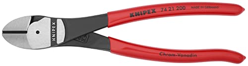 KNIPEX Tools 74 21 200, 8-Inch High Leverage Angled Diagonal Cutters