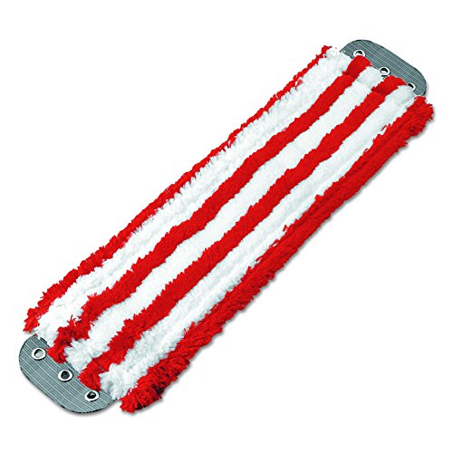 Unger MD40R Microfiber Mop Head, 16 x 5, Medium-Duty 7mm Pile, Red/White