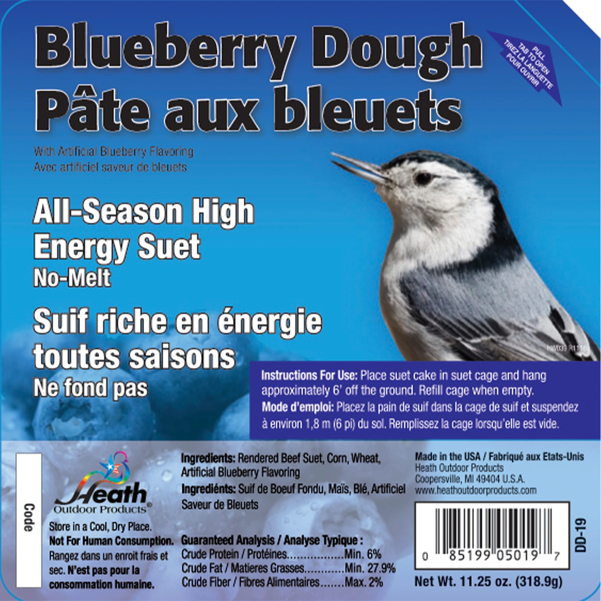 Heath Outdoor Products DD-19 BlueBerry Dough Suet Cake, Case of 12