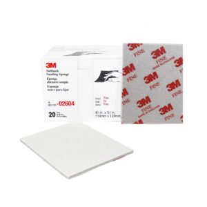 3m softback sanding sponge 02604, 4 1/2 x 5 1/2 in, fine grit, fast cutting, gray, 20 pack