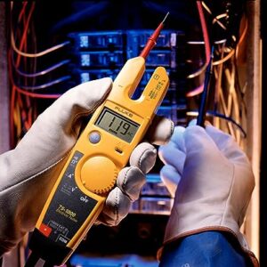 Fluke T5-1000 Voltage, Continuity and Current Tester, OpenJaw Design For Current Measurements Without Metallic Contact, Includes Detachable Slim Reach Probe Tips, Auto Selects AC or DC Voltage