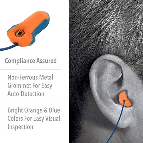 Howard Leight by Honeywell LT-30 Hundred-Pair 32NRR Laser Trak Corded Single-Use Earplugs - Orange/Blue