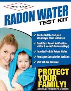 pro-lab radon tester, diy radon test kit for water - epa-approved, accurate & reliable radon test for home & office water supply with dual sample vials for precise results