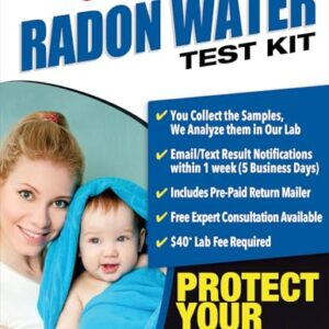 PRO-LAB Radon Tester, DIY Radon Test Kit for Water - EPA-Approved, Accurate & Reliable Radon Test for Home & Office Water Supply with Dual Sample Vials for Precise Results