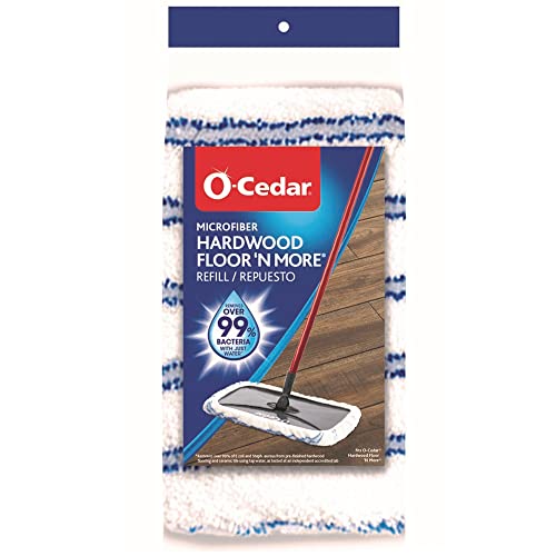 O-Cedar Hardwood Floor 'N More Microfiber Mop Refill,Blue/White