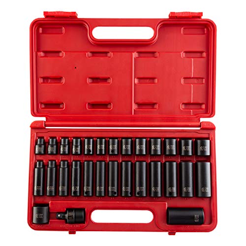 Sunex 3329 3/8-Inch Drive Standard and Deep Metric Impact Socket Set, Metric, Standard/Deep, 6-Point, Cr-Mo, 8mm - 22mm, 29-Piece