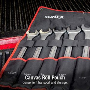 Sunex Tools 9707 Jumbo Fractional Combination Wrench Set, 7Piece (Includes Roll-Case), SAE Jumbo Combination Wrench Set