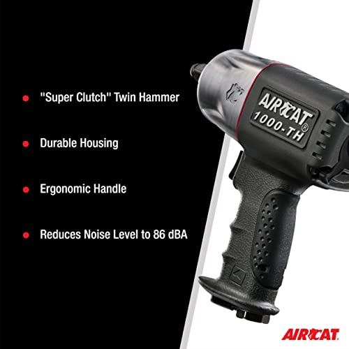 AIRCAT Pneumatic Tools 1000-TH: 1/2-Inch Composite Impact Wrench 1,000 ft-lbs - Standard Anvil