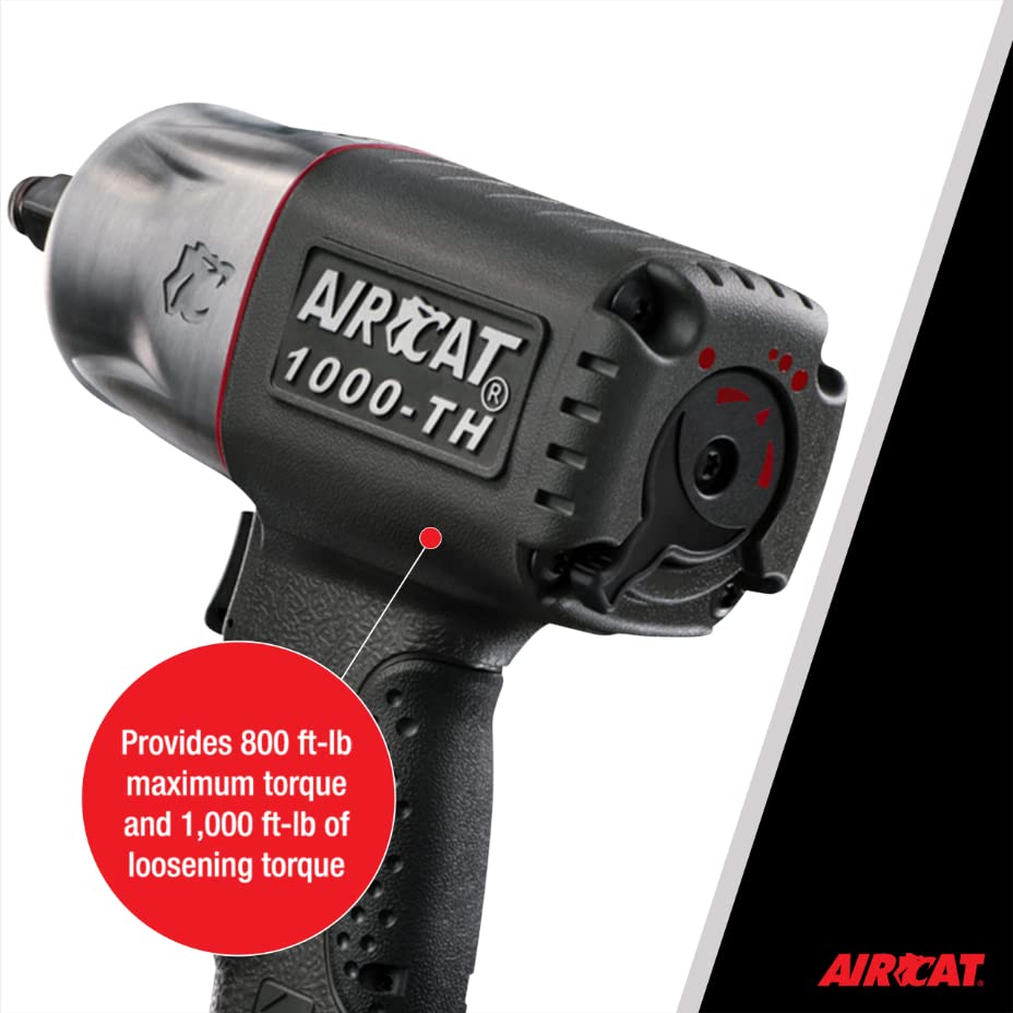 AIRCAT Pneumatic Tools 1000-TH: 1/2-Inch Composite Impact Wrench 1,000 ft-lbs - Standard Anvil