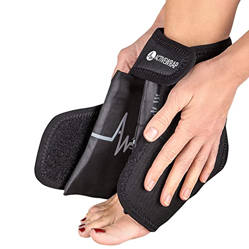 ActiveWrap - Foot and Ankle Ice Pack Wrap for Surgery Care, Ankle Sprain, Swelling and More, Reusable Packs Injuries with Compression, Use for Hot Cold Therapy or Contrast Therapy, Small/Medium