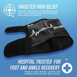 ActiveWrap - Foot and Ankle Ice Pack Wrap for Surgery Care, Ankle Sprain, Swelling and More, Reusable Packs Injuries with Compression, Use for Hot Cold Therapy or Contrast Therapy, Small/Medium