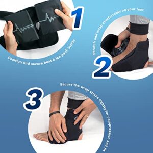 ActiveWrap - Foot and Ankle Ice Pack Wrap for Surgery Care, Ankle Sprain, Swelling and More, Reusable Packs Injuries with Compression, Use for Hot Cold Therapy or Contrast Therapy, Small/Medium