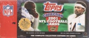 2001 topps football factory sealed 385 card set loaded with rookies cards including michael vick, deuce mcallister, ladanian tomlinson, chad johnson, drew brees and others plus favre, rice, moss, mcnabb, manning, aikman, emmitt and many other stars!