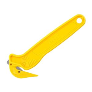 pacific handy cutter dfc364 disposable film cutter, sharp & durable steel blade, safe and efficient cutting design for shrink wrap, stretch wrap, tape, and plastic straps , yellow