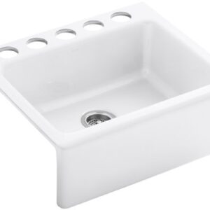 KOHLER K-6573-5U-0 Alcott Apron-Front, Undercounter Kitchen Sink, White