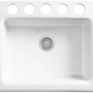 KOHLER K-6573-5U-0 Alcott Apron-Front, Undercounter Kitchen Sink, White