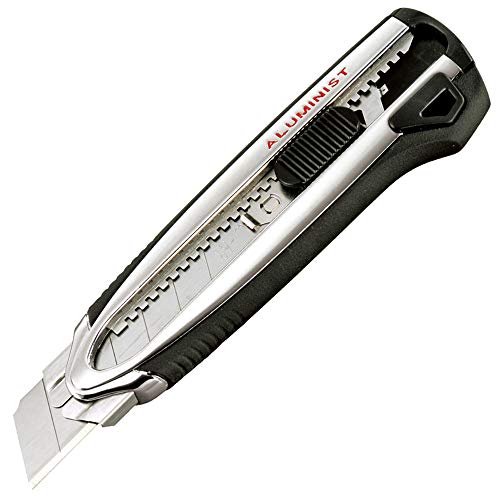 TAJIMA Utility Knife - 1" 7-Point Aluminist Magazine Snap Blade Box Cutter with Dual Blade Lock & 3 Rock Hard Blades - ACM-700C