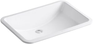 kohler 2215-0 ladena rectangular undermount bathroom sink with curved bottom, 23-1/4" w x 16-1/4" l, white