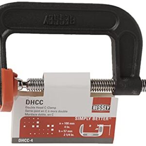 BESSEY DHCC-4, 4 In. Double Headed C-Clamp,red/black