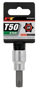 performance tool w38850 t-50 star bit chrome vanadium socket, 3/8-inch drive