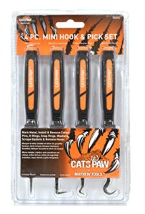 mayhew tools 60003 catspaw mini hook and pick set, chrome-vanadium, 4-piece set