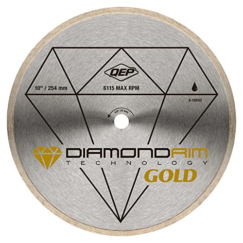 QEP 10" Continuous Rim Premium Diamond Blade for Wet or Dry Cutting of Ceramic, Porcelain, and Marble Tile