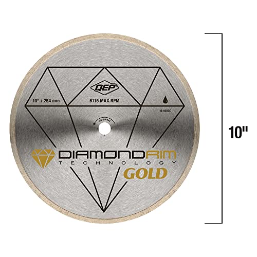 QEP 10" Continuous Rim Premium Diamond Blade for Wet or Dry Cutting of Ceramic, Porcelain, and Marble Tile