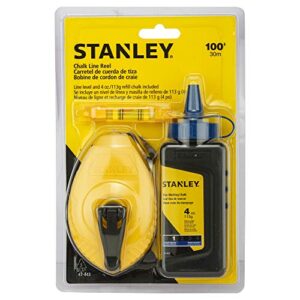 STANLEY Chalk Line Box Set, Blue Chalk with Plastic Line Level, 4oz, 3-Piece (47-443)