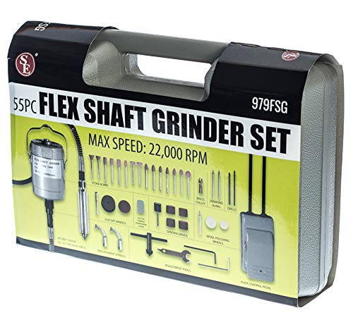 SE Flex Shaft Grinder, Powerful Rotary Tool Kit, Foot Pedal Control, Drilling, Polishing, Carving Multi-function Metalworking Tools, Set of 55 Pcs