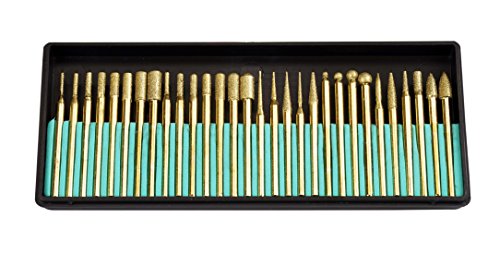 SE 30-Piece Set of Titanium-Coated Diamond Burrs, Grits 120-150 - 82331TF