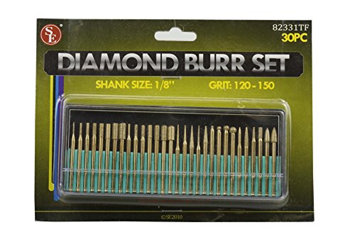 SE 30-Piece Set of Titanium-Coated Diamond Burrs, Grits 120-150 - 82331TF