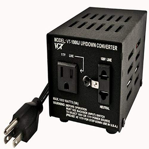 VCT VT-1000J - Japanese Step Up/Down Voltage Transformer Converts Japan 100 Volts To 120Volts OR Vice Versa -1000 Watt,black