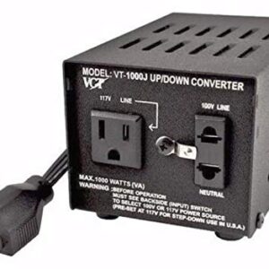 VCT VT-1000J - Japanese Step Up/Down Voltage Transformer Converts Japan 100 Volts To 120Volts OR Vice Versa -1000 Watt,black