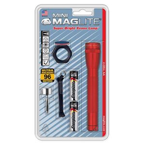 maglite - m2a03c maglite mini incandescent 2-cell aa flashlight combo, red