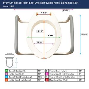 Drive Medical Premium Seat Riser with Removable Arms, Elongated Seat 19.25x13.75x3.5 Inch (Pack of 1)