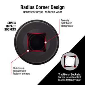 Sunex 3301, 3/8 Inch Drive, Universal Impact Joint, Cr-Mo Alloy Steel, Cr-Mo Steel, Radius Corner Design, Flexible, Meets ANSI Standards,Black