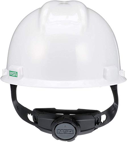 MSA 475358 V-Gard Cap Style Safety Hard Hat With Fas-Trac III Ratchet Suspension | Polyethylene Shell, Superior Impact Protection, Self Adjusting Crown-Straps - Standard Size in White