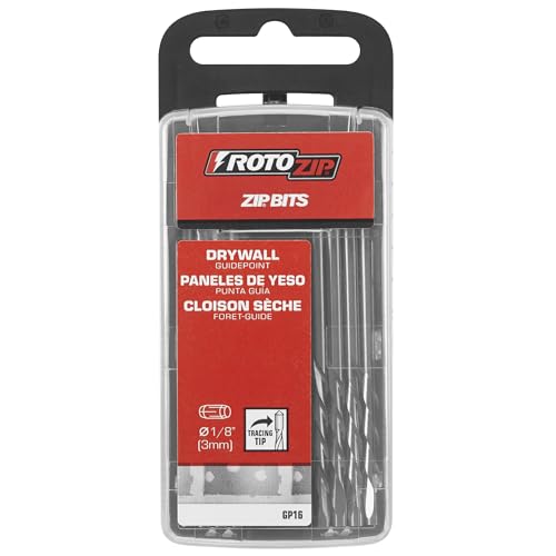 RotoZip GP16 1/8-Inch Drywall Guidepoint Cutting Bits (16-Pack), Cutting Drywall, For use with Roto Zip Spiral Saw