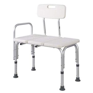 medmobile® bathtub transfer bench/bath chair with back, wide seat, adjustable seat height, sure-griped legs, lightweight, durable, rust-resistant shower bench