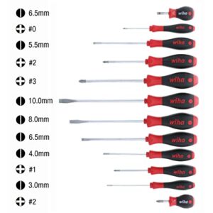 Wiha 30297 12-Piece Slotted and Phillips Screwdriver Set with Soft Finish Handles