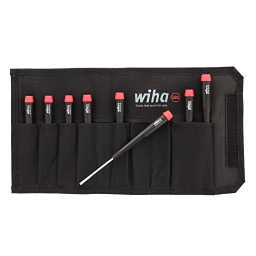 Wiha 26099 Precision Slotted Screwdriver Set in Canvas Pouch, 8 Piece Set