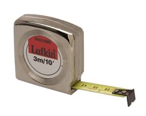 crescent lufkin 1/2" x 3m/10' mezurall chrome case sae/metric yellow clad power return tape measure - w9210me