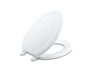 kohler k-4647-0 stonewood molded-wood with color-matched plastic hinges elongated toilet seat, white