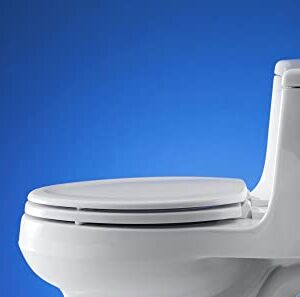 KOHLER K-4647-0 Stonewood Molded-Wood with Color-Matched Plastic Hinges Elongated Toilet Seat, White