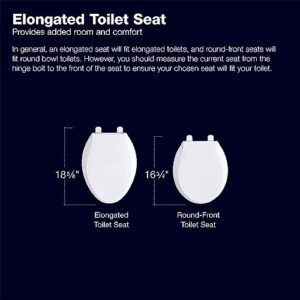 Kohler 4734-0 Rutledge Elongated, Grip-Tight Bumpers, Quiet-Close Release Hinges, Quick-Attach Hardware, No Slam Toilet Seat, White