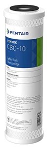 pentair pentek cbc-10 carbon water filter, 10-inch, under sink carbon block replacement cartridge with bonded powdered activated carbon (pac) filter, 10" x 2.5", 0.5 micron