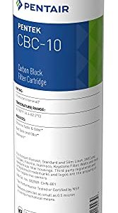 Pentair Pentek CBC-10 Carbon Water Filter, 10-Inch, Under Sink Carbon Block Replacement Cartridge with Bonded Powdered Activated Carbon (PAC) Filter, 10" x 2.5", 0.5 Micron