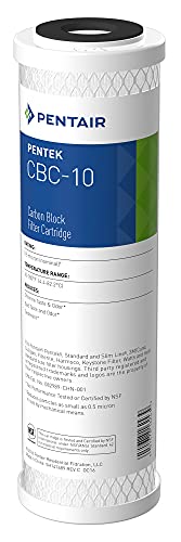 Pentair Pentek CBC-10 Carbon Water Filter, 10-Inch, Under Sink Carbon Block Replacement Cartridge with Bonded Powdered Activated Carbon (PAC) Filter, 10" x 2.5", 0.5 Micron