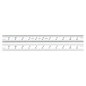 starrett spring tempered steel rule with satin chrome finish, quick reading and inch graduations - 12" length, 6r graduation type, 3/64" thickness - c606r-12