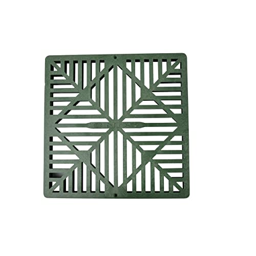 NDS 1212 Square Catch Basin Drain Grate, Standard Design, Fits 12 Inch Catch Basin Drain, Risers and Low Profile Adapter, 12 Inch, Plastic, Green